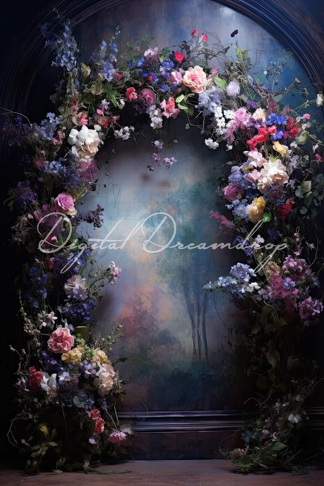 Digital Backdrop, Beautiful Floral Arch, Portrait Photography Digital ...