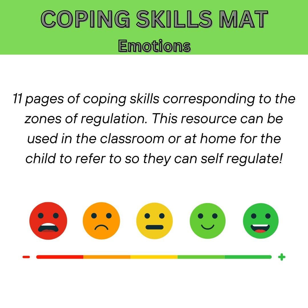 Coping Skills Visual Mat Emotional Regulation Strategies - Etsy