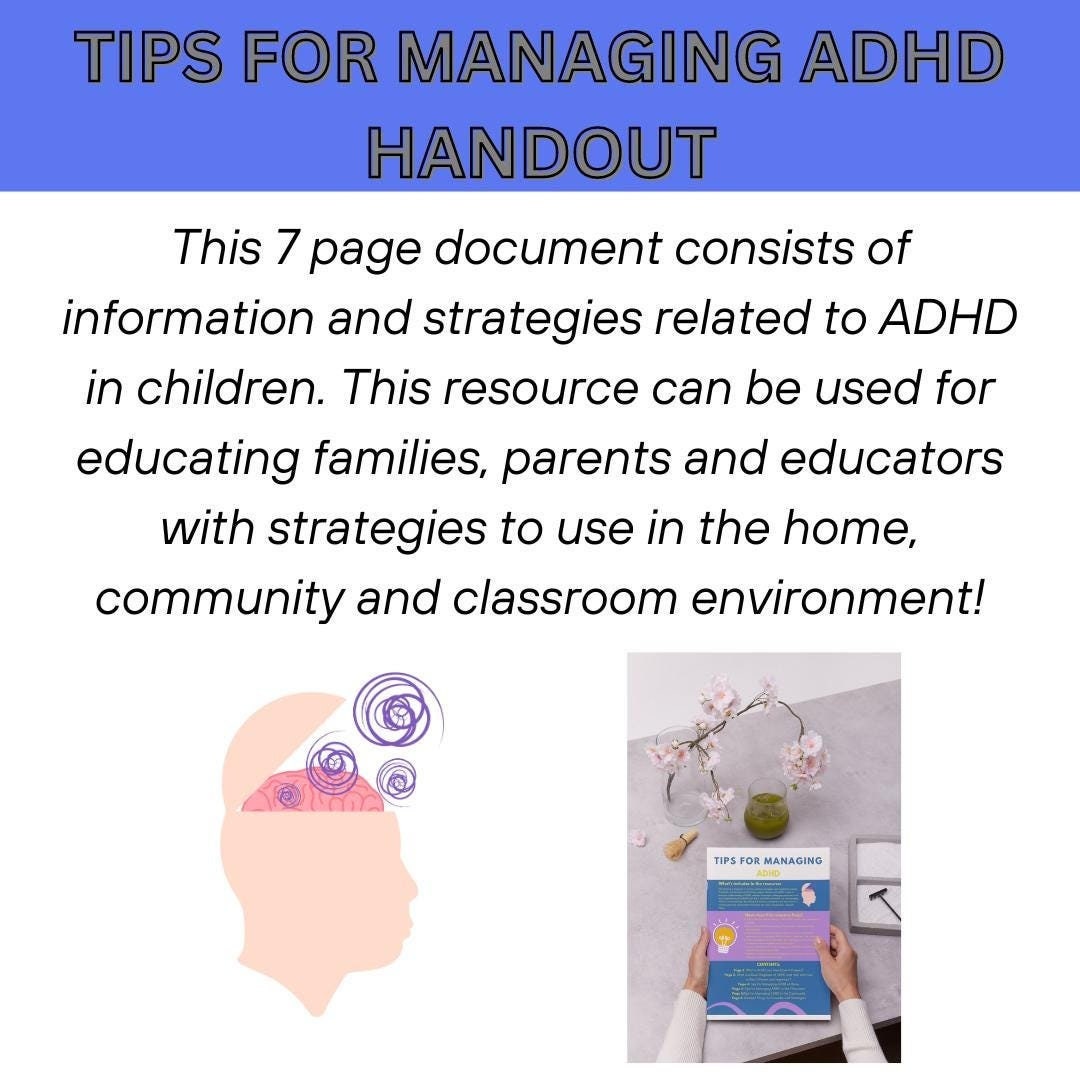 Tips for Managing ADHD 7 Page Handout - Etsy