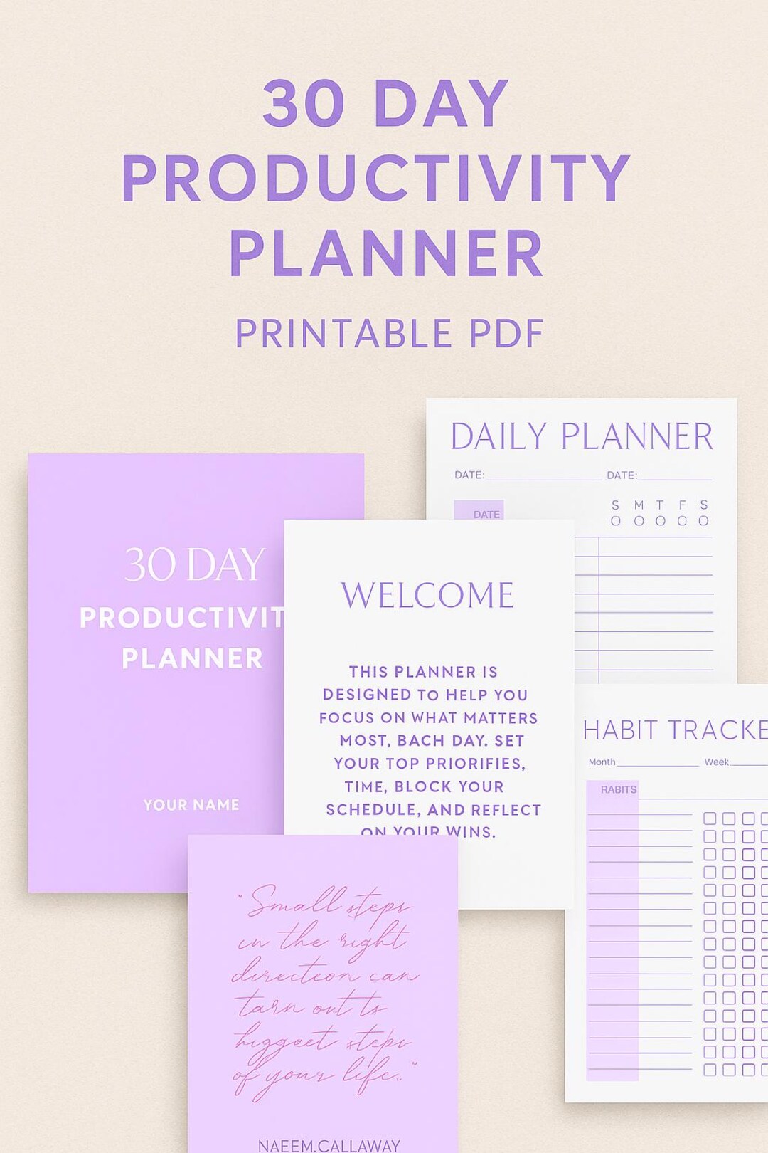 30-day Productivity Planner Printable | Daily Goal Setting & Time Block ...