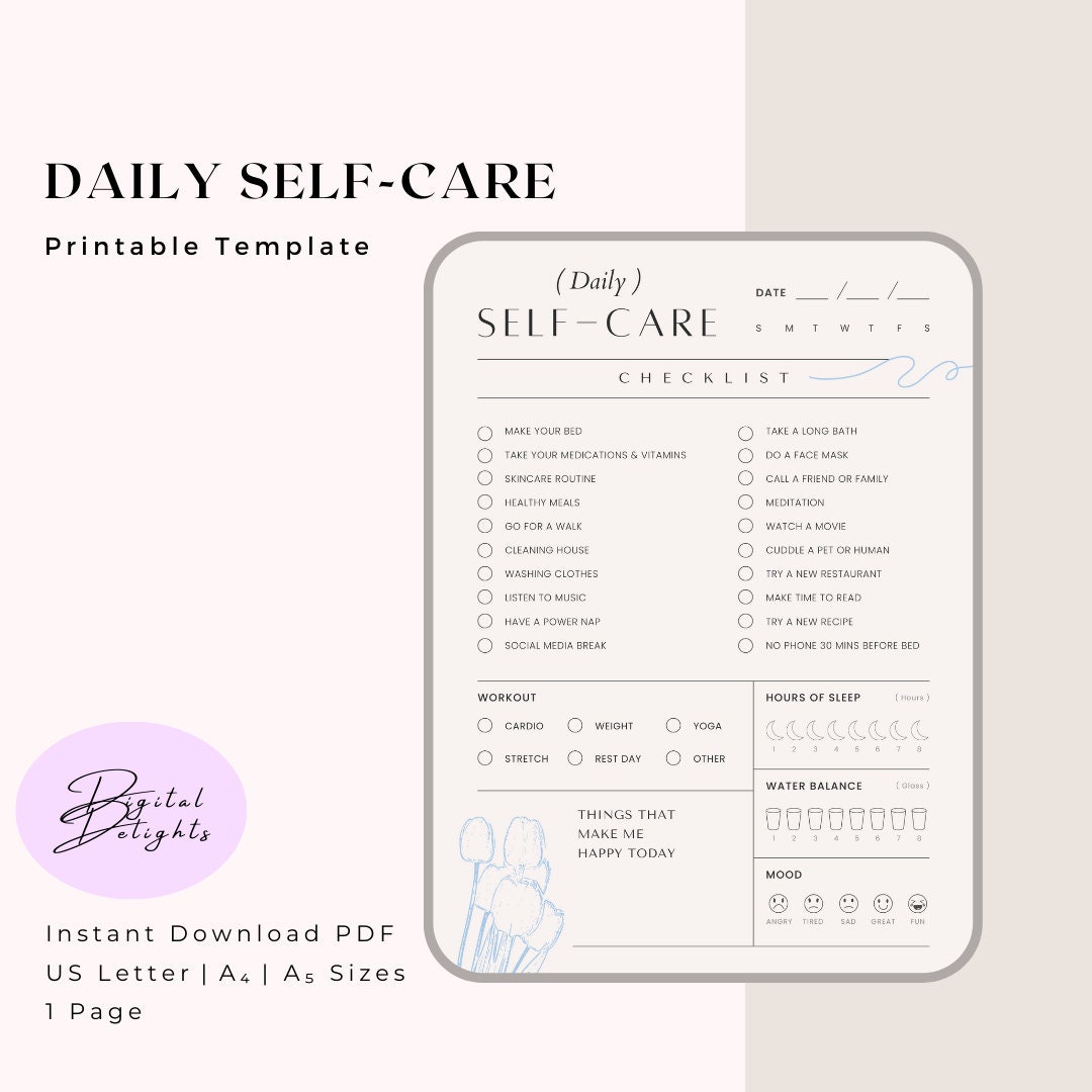 Ultimate Self-care Digital Download Planner & Checklist - Etsy