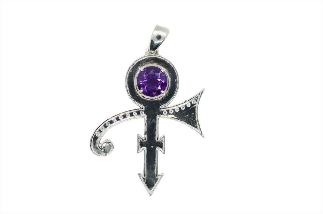 Prince Love Symbol Pendant Necklace Silver, Amethyst, White Zircon - Etsy
