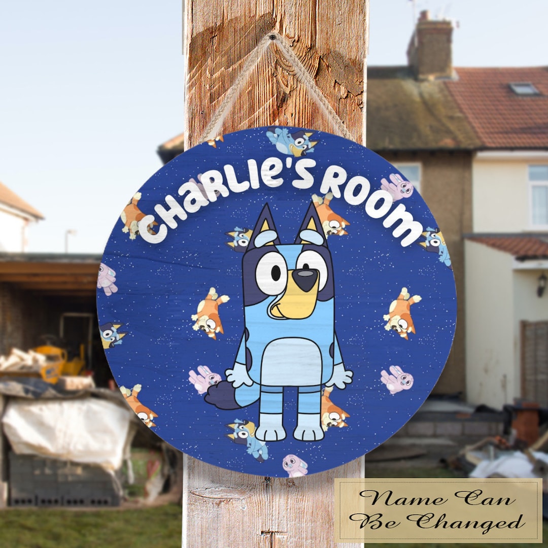 Personalized Wood Door Sign, Bluey Door Sign, Kid Room Sign, Custom ...