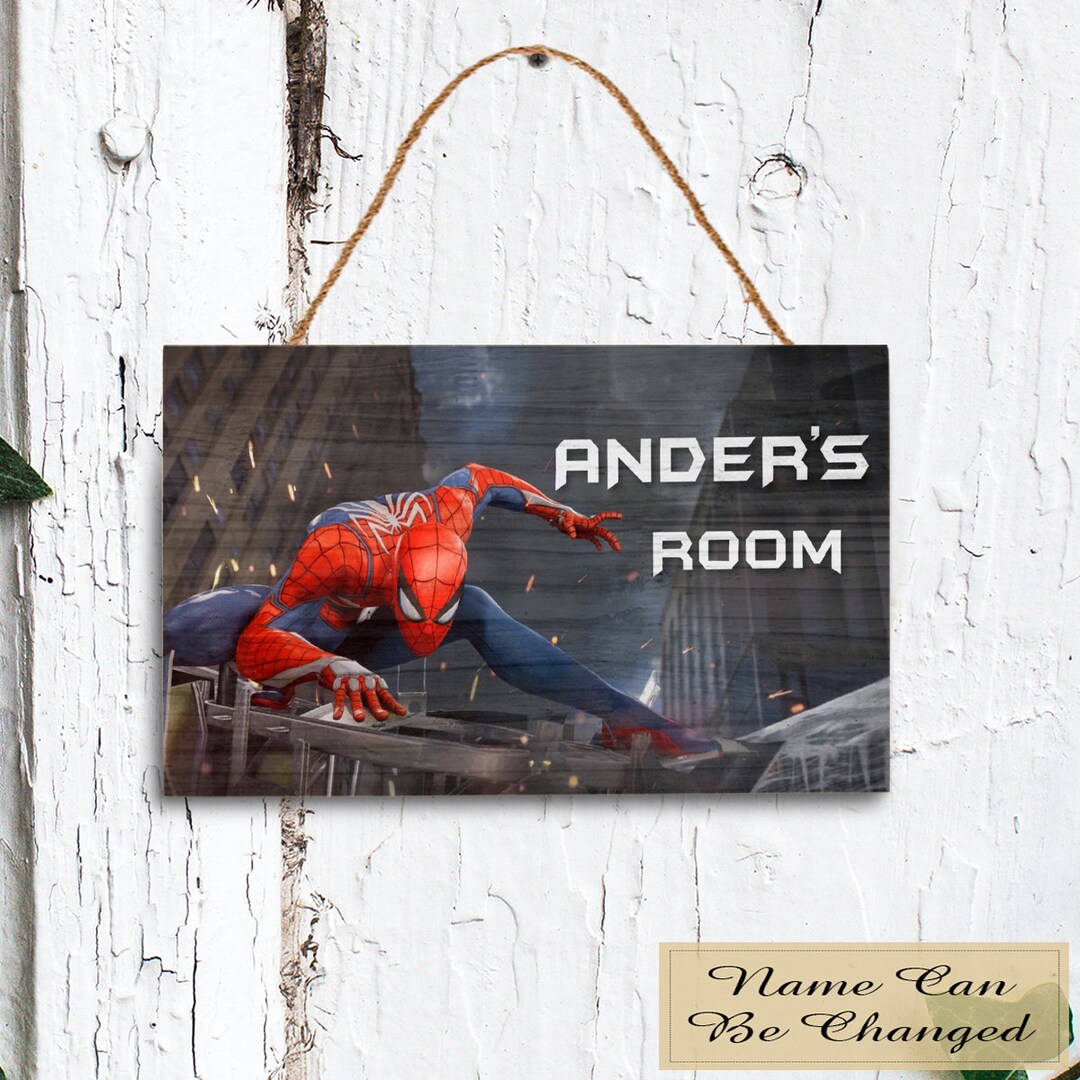 Customized Wood Door Sign, Bluey Family Door Sign, Spiderman Wall Sign ...