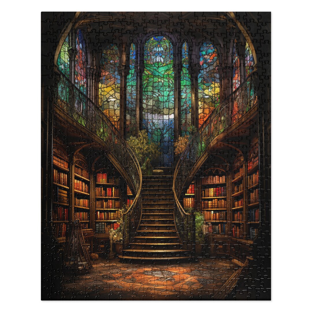 Stained Glass Library Puzzle - Etsy