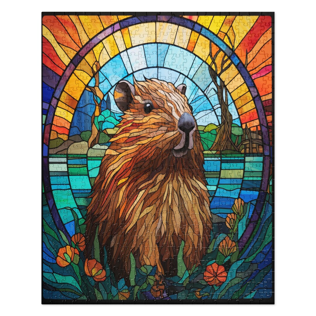 Stained Glass Capybara Puzzle - Etsy