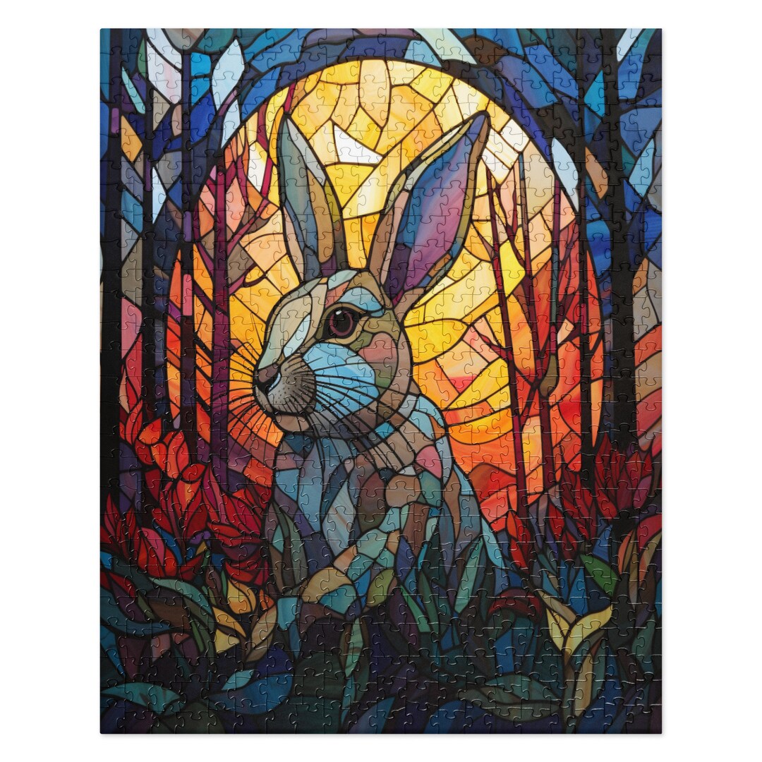 Stained Glass Bunny Rabbit Puzzle - Etsy