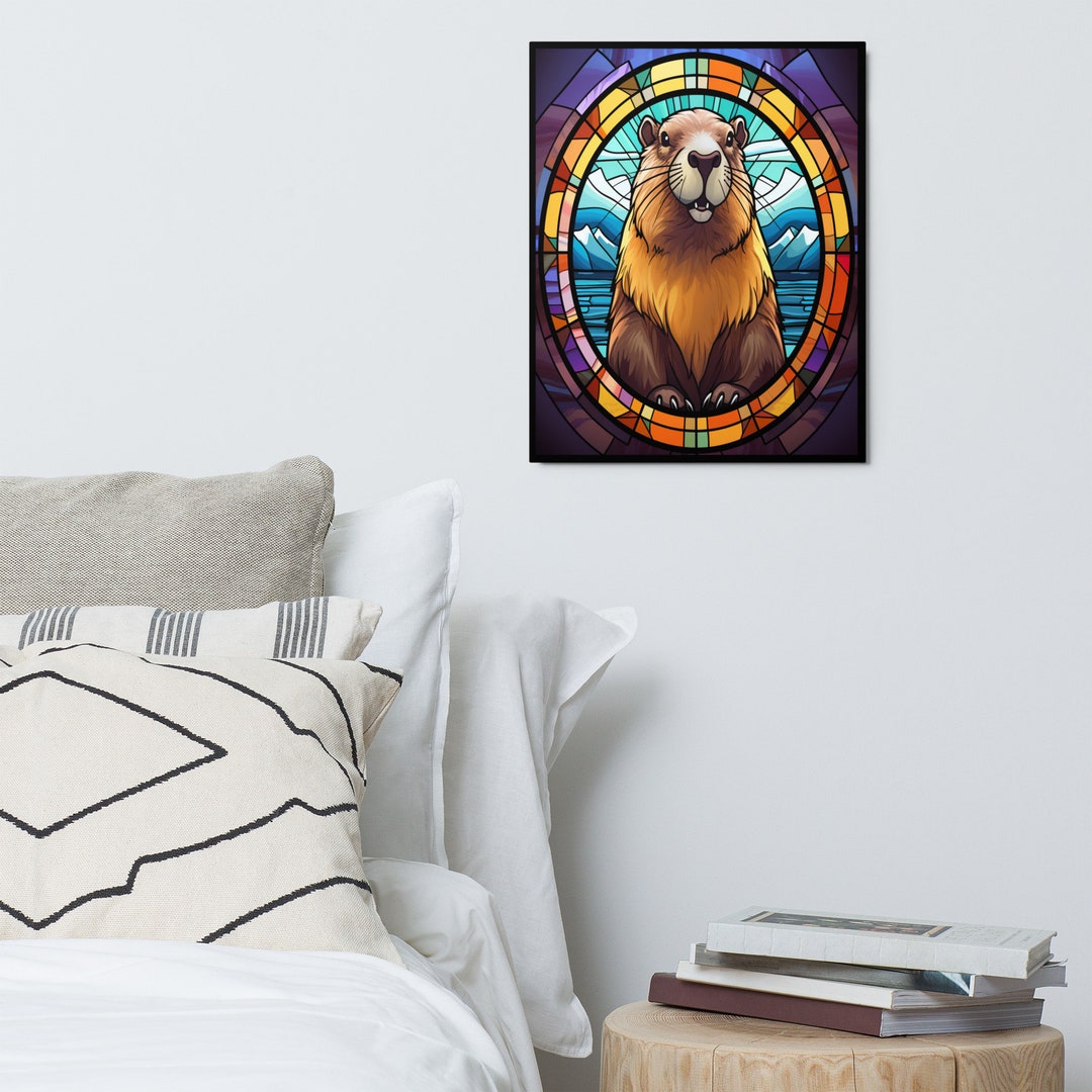Stained Glass Capybara Metal Print - Etsy