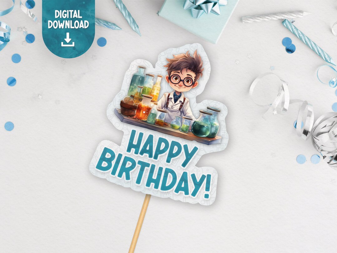 Scientist Cake Topper, Science Cake Topper, Science Party, Scientist ...