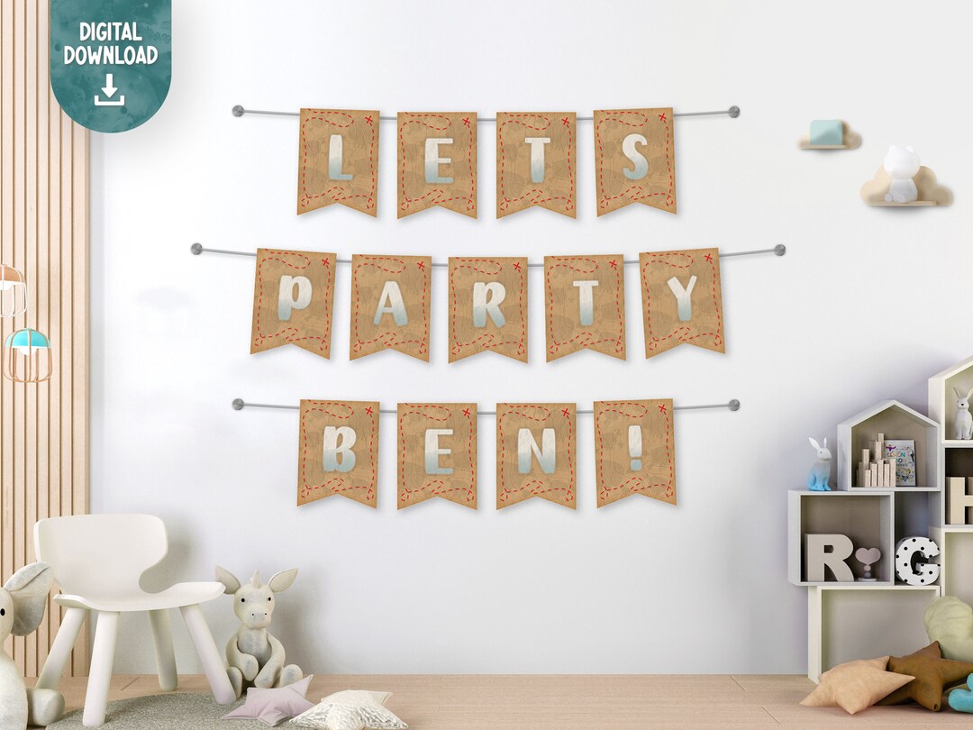 Pirate Birthday Banner, Treasure Map Banner, Pirate Party, Pirate ...