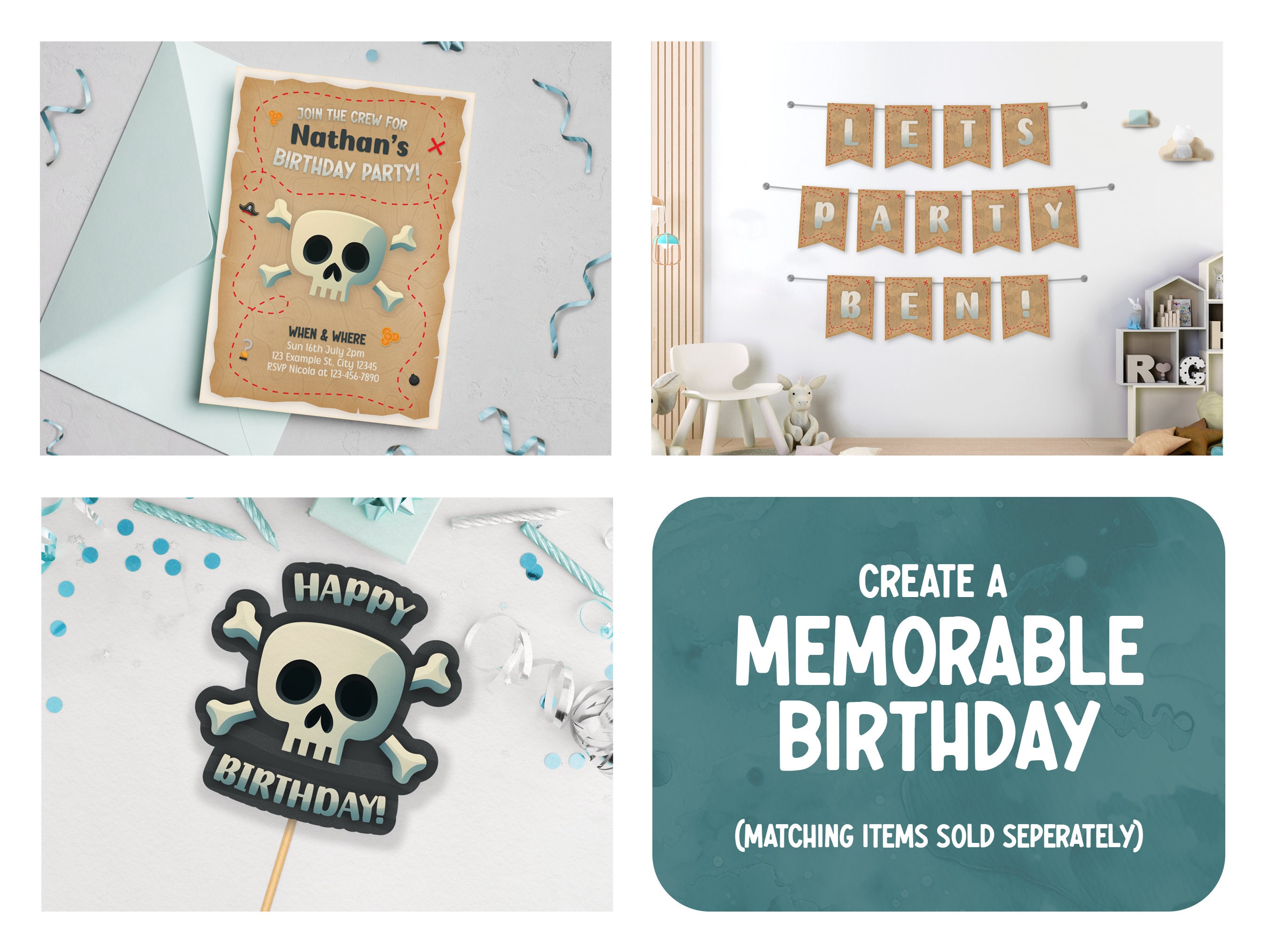 Pirate Birthday Banner Treasure Map Banner Pirate Party - Etsy