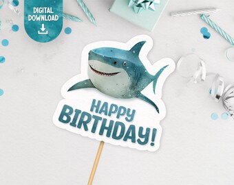 Shark Birthday Cake Topper - Etsy