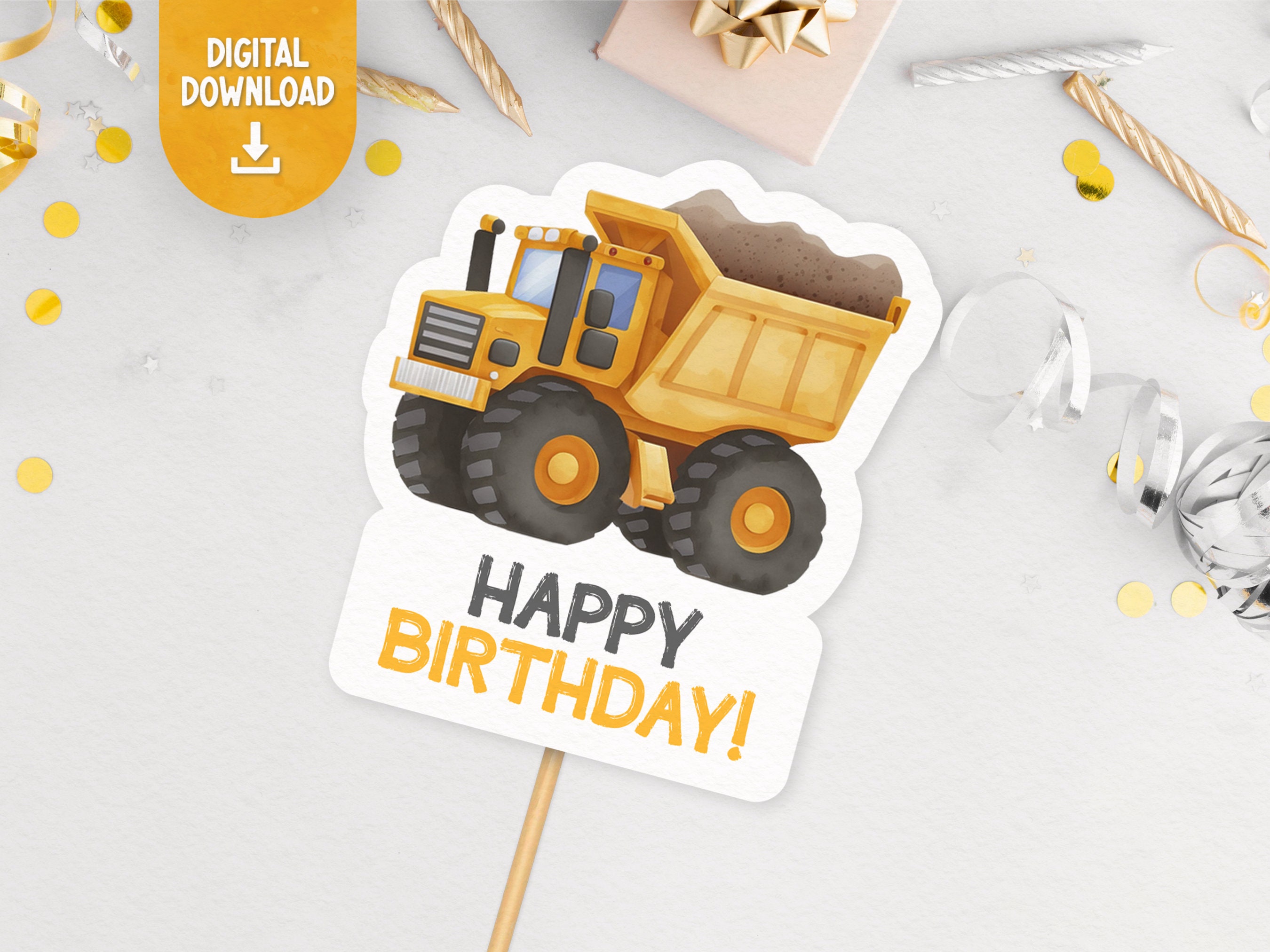 Construction Cake Topper, Builder Cake Topper, Construction Party ...