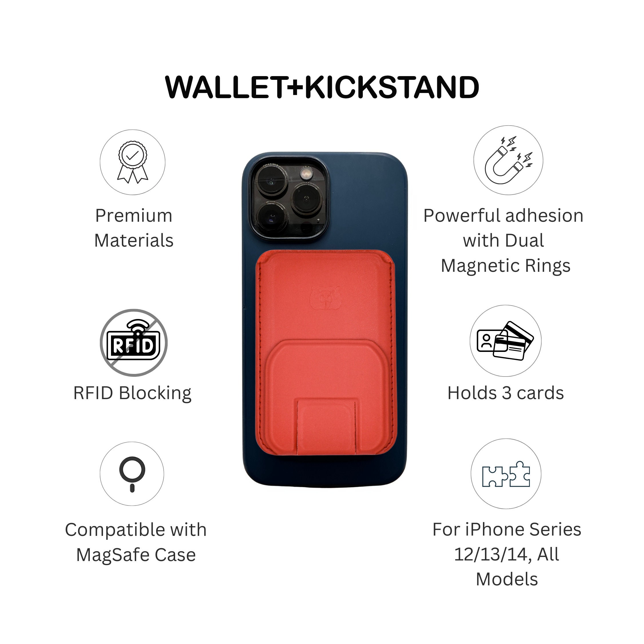 Minimalist Magsafe Wallet With Stand for iPhone 15 14 13 12 Pro, Max ...