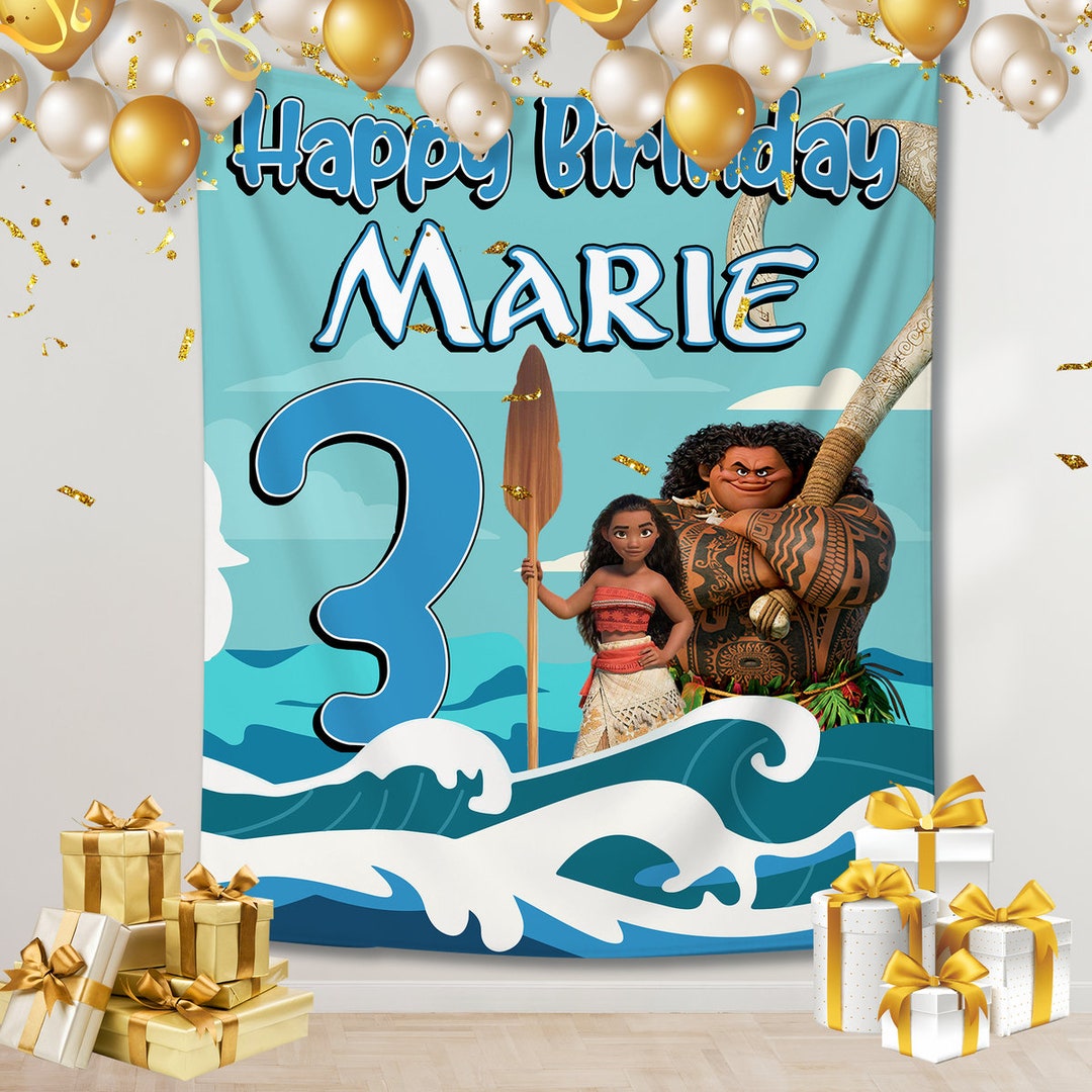 Custom Moana Birthday Party Backdrop: Personalized Kids Decoration - Etsy
