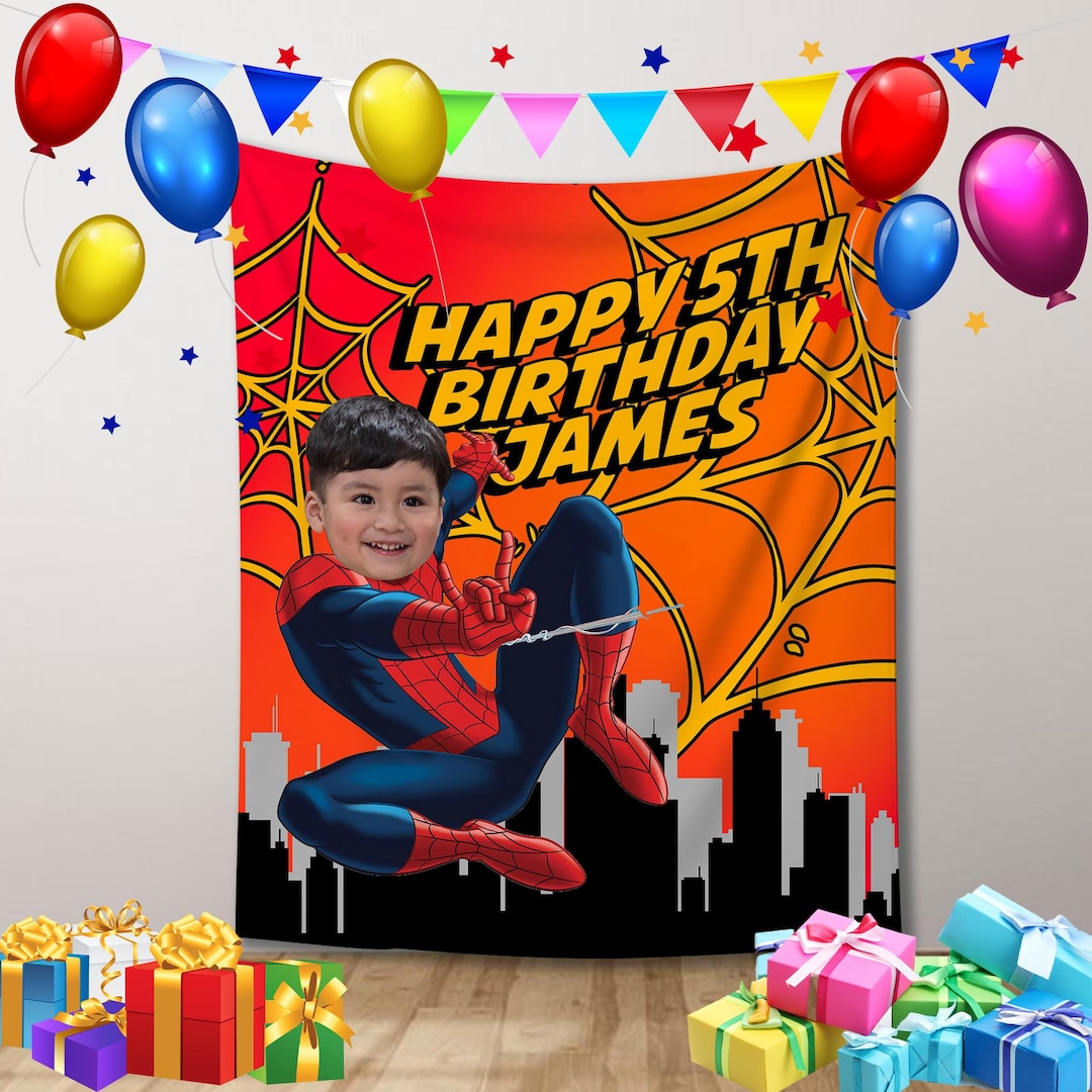 Spider-man Banner With Photo, Custom Spider-man Birthday Backdrop ...