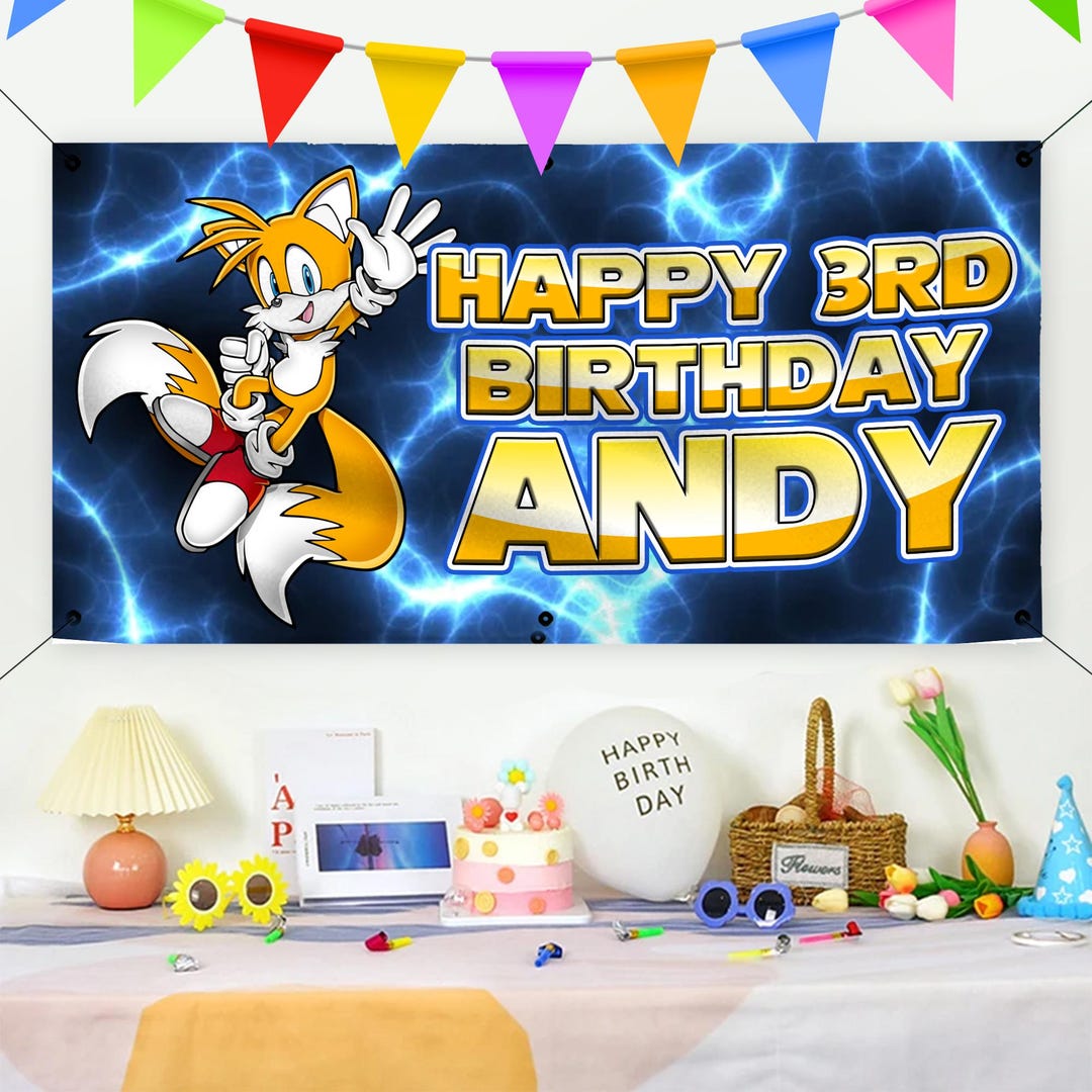 Tail Birthday Party Backdrop Tail Birthday Banner Custom Tail Backdrop ...