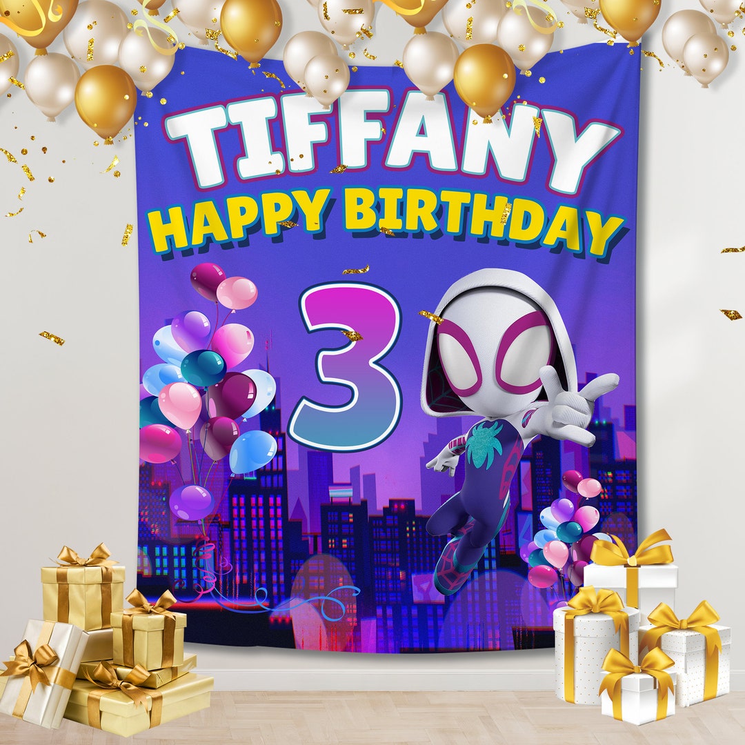 Ghost Spider Backdrop, Spidey and His Amazing Friends Birthday Banner ...