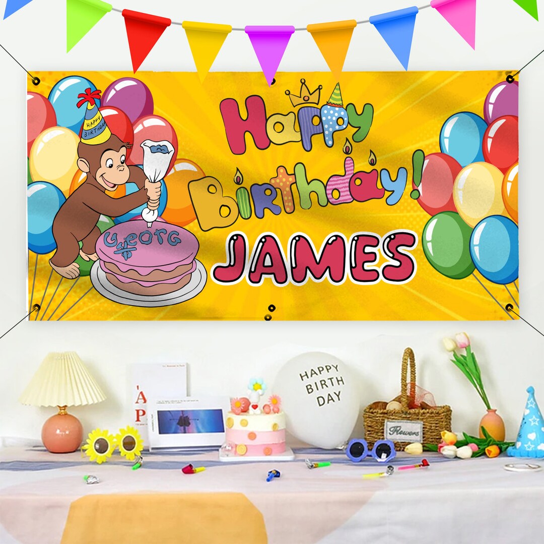Cartoon Monkey Backdrop for Birthday Party Decoration, Cartoon Monkey ...