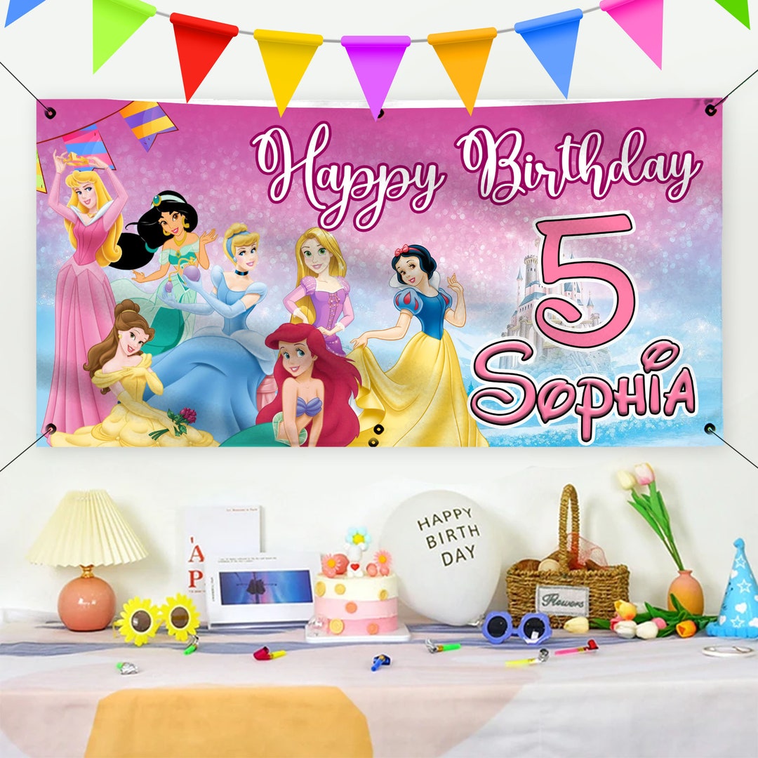 Princess Birthday Backdrop, Princess Party Decor, Princess Birthday ...