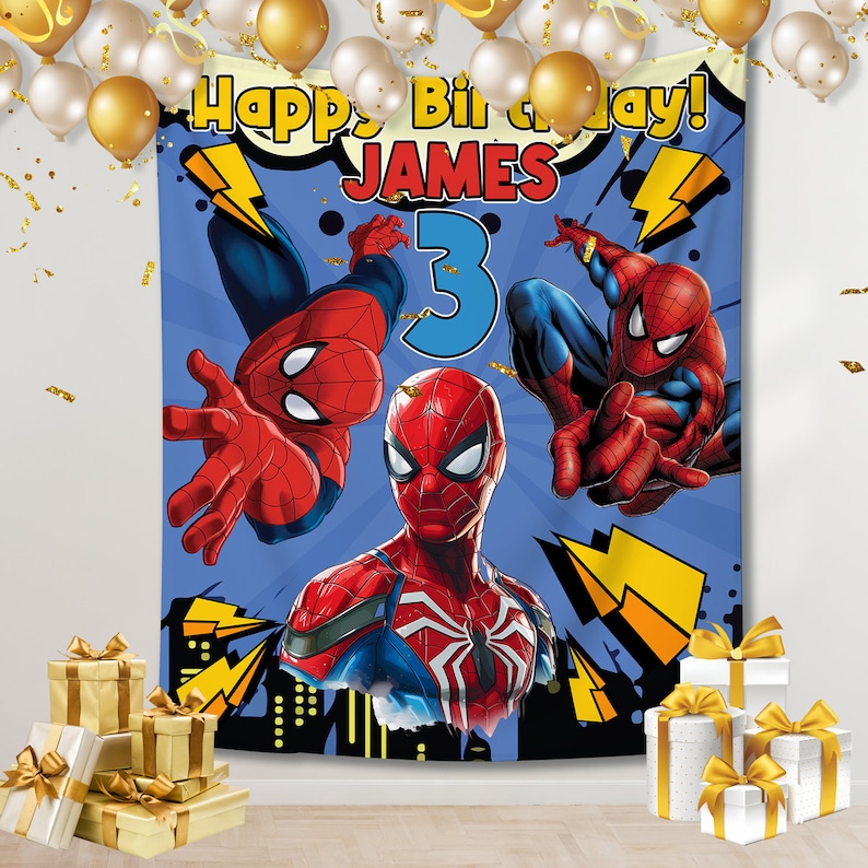 Custom Spiderman Birthday Backdrop: Personalized Party Banner - Etsy