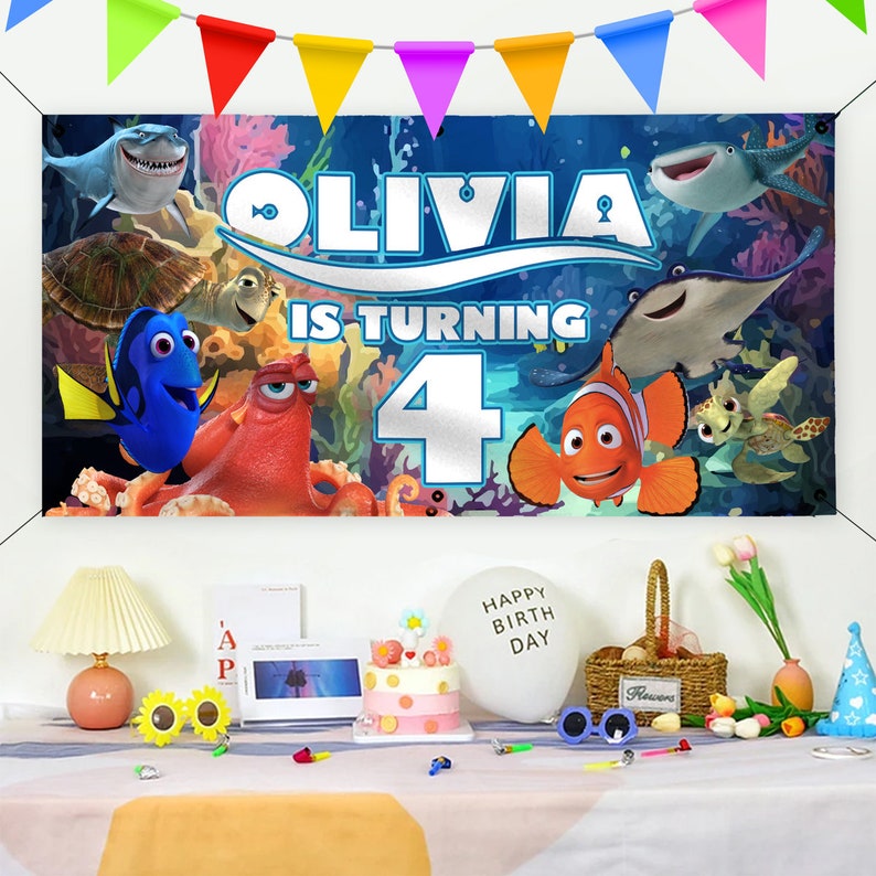 Custom Finding Nemo Birthday Backdrop: Personalized Party Decor - Etsy