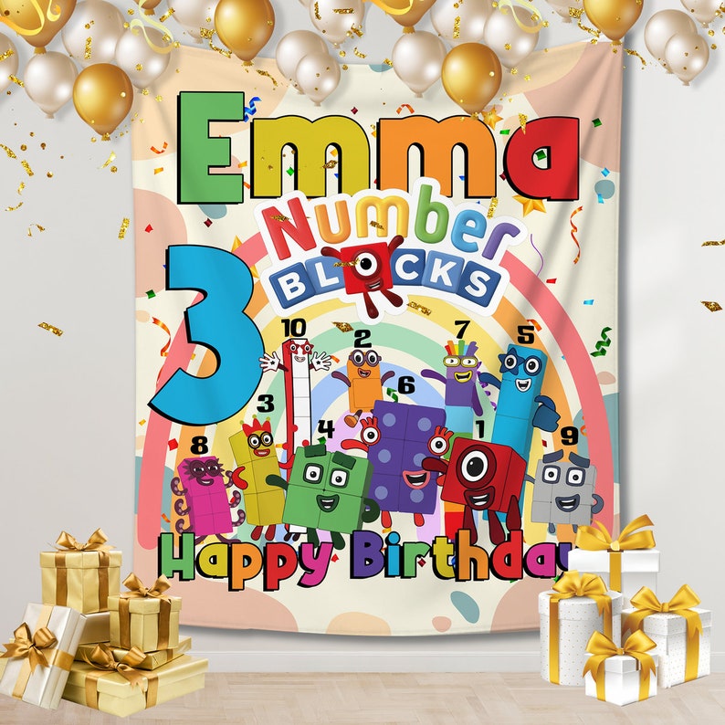 Numberblocks Birthday Backdrop/ Numberblocks Birthday Banner ...