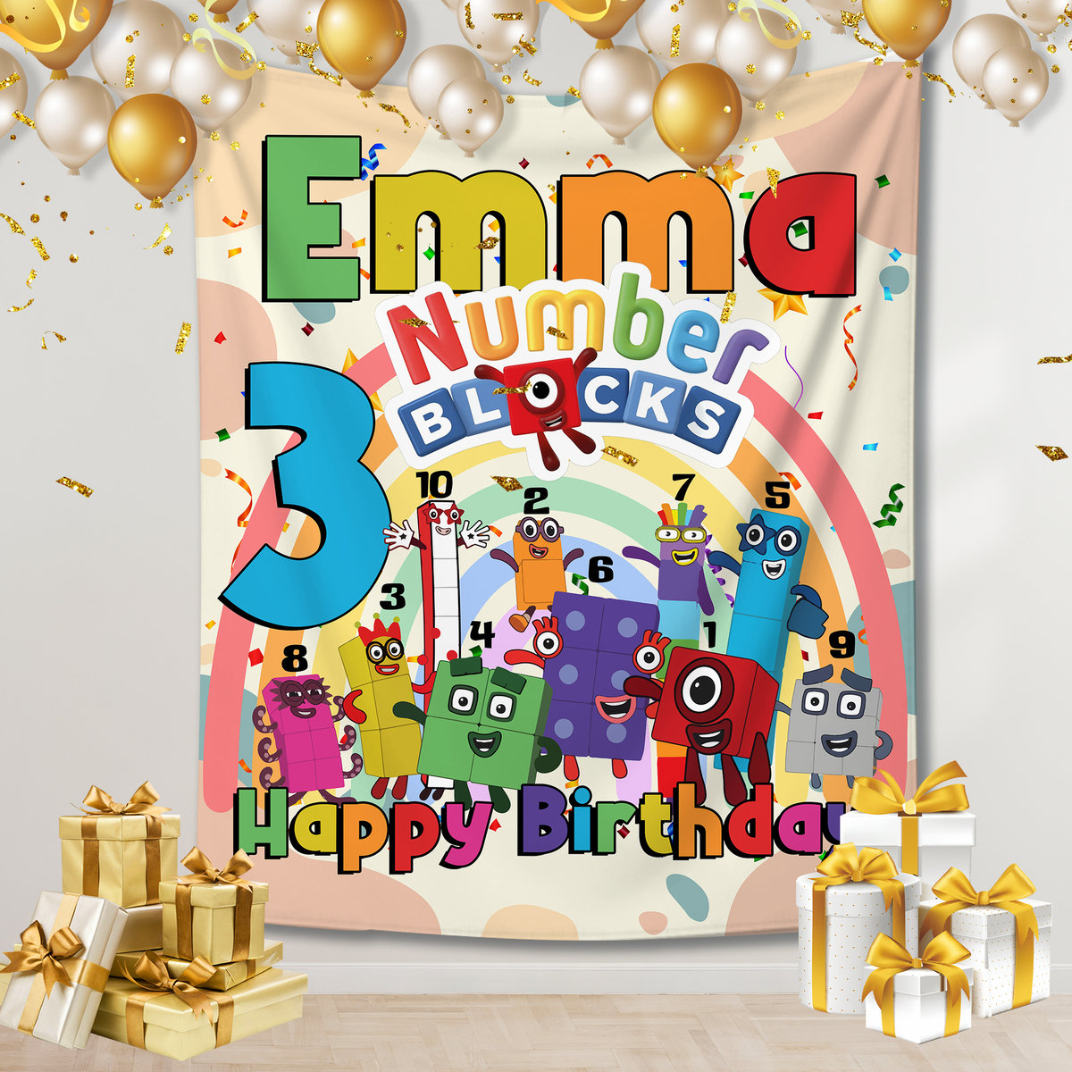 Numberblocks Birthday Backdrop/ Numberblocks Birthday Banner ...