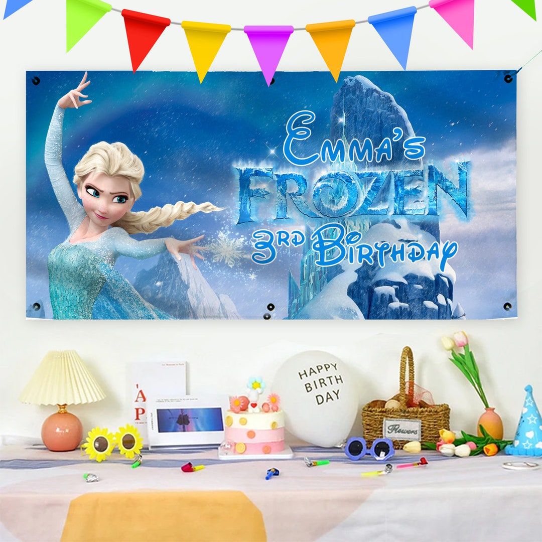 Personalized Frozen Birthday Backdrop, Custom Name Elsa Birthday ...