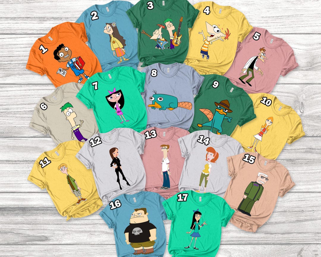Disney Phineas & Ferb Characters Shirt, Candace Perry Dr Heinz Isabella ...