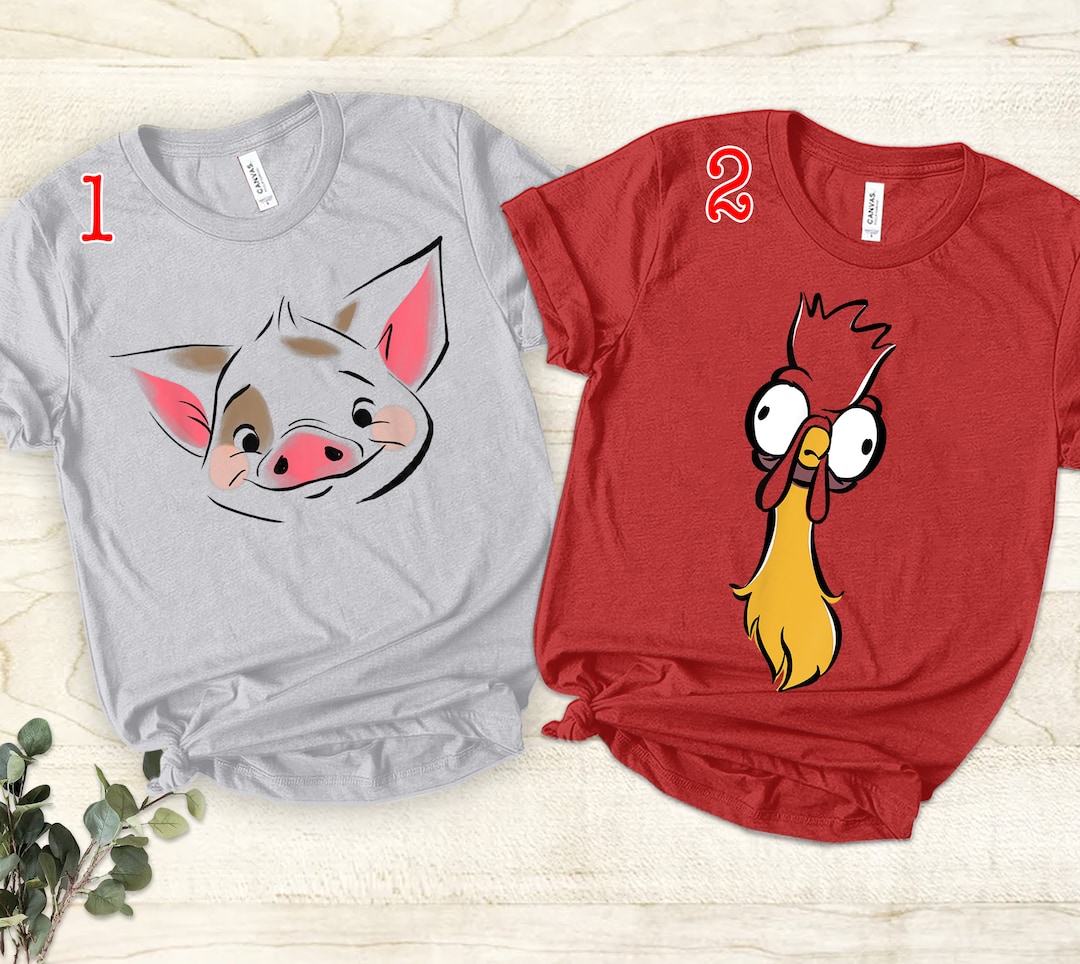 Pua Pig Hei Hei Chicken Big Face Costume Shirt, Moana T-shirt Matching ...