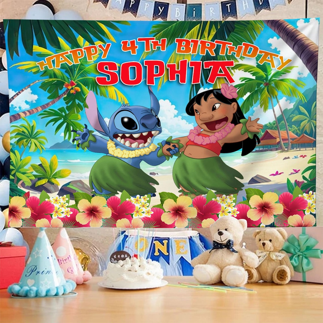 Personalized Lilo & Stitch Birthday Backdrop: Custom Party Banner - Etsy