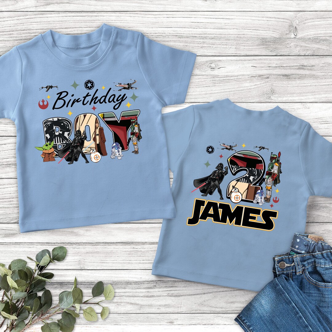 Custom Name Age Star Wars Birthday Boy Girl Kids T-shirt, Personalized ...