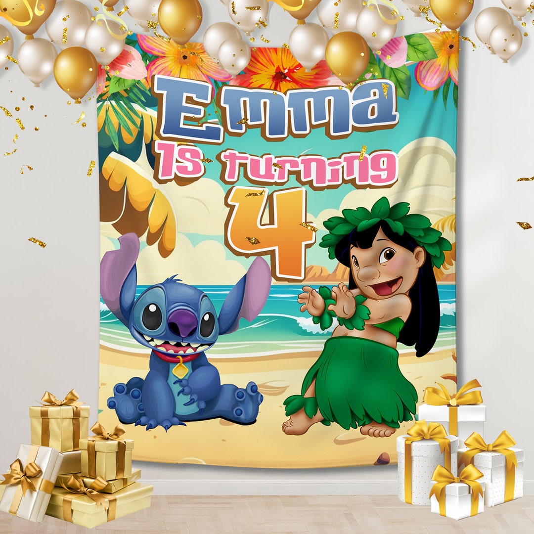 Lilo Stitch Birthday Backdrop, Lilo Stitch Birthday Invitation, Lilo ...