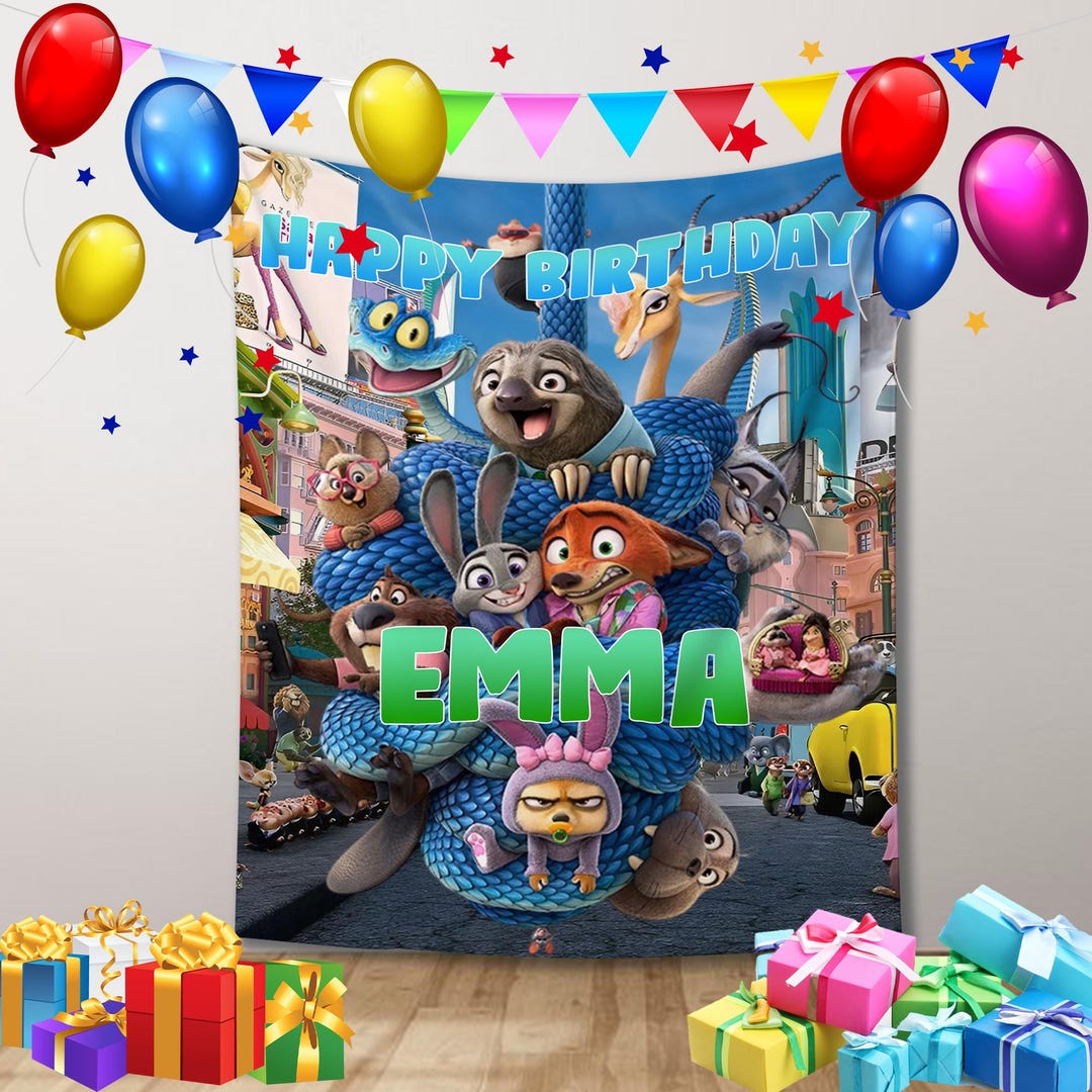 Zootopia Birthday Photo Backdrop, Zootropolis Animals Party Banner - Etsy