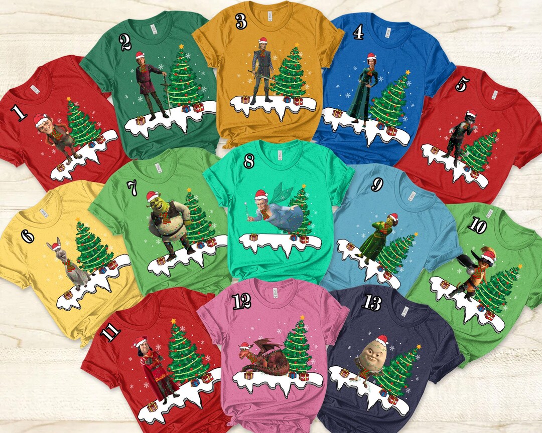 Disney Shrek Group Matching Christmas Lights Shirt, Disneyland Xmas ...