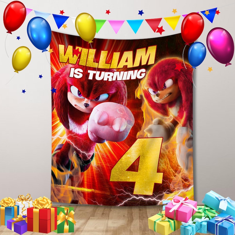 Custom Knuckles Birthday Backdrop: Sonic Theme Party Decor - Etsy