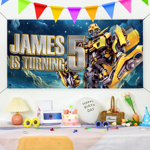 Transformers Birthday Party Banner Backdrop Printable Diy