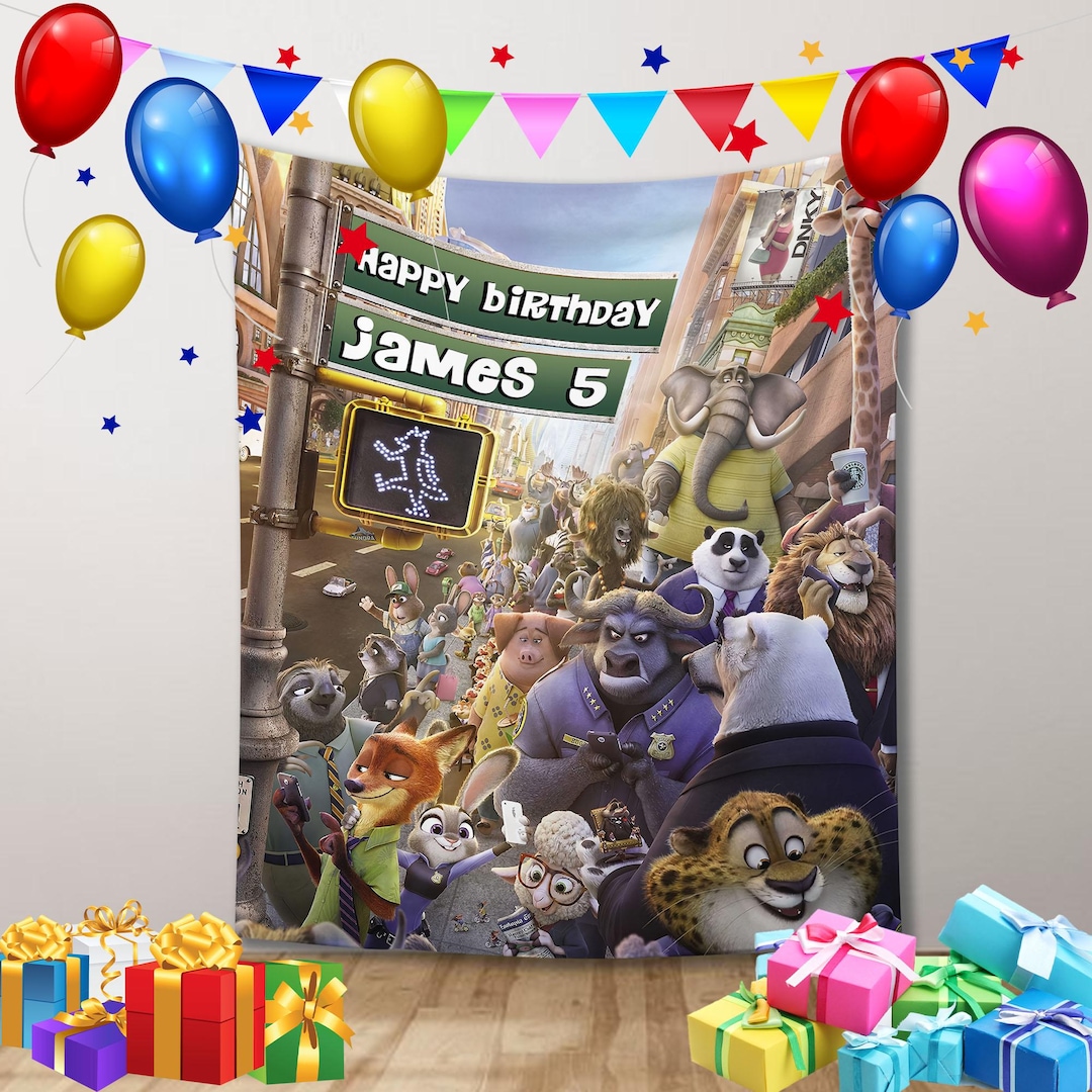 Zootopia Birthday Backdrop: Party Banner Decoration - Etsy