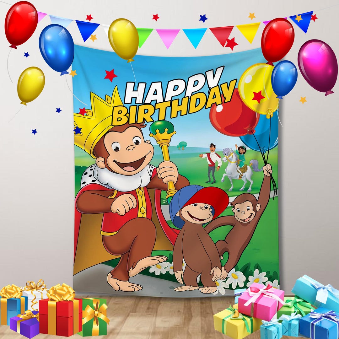 Curious George Backdrop for Birthday Party, Curious George Banner for ...