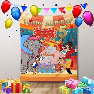 Dumbo Backdrop, Dumbo Backdrop Birthday, Dumbo Party, Dumbo Party ...