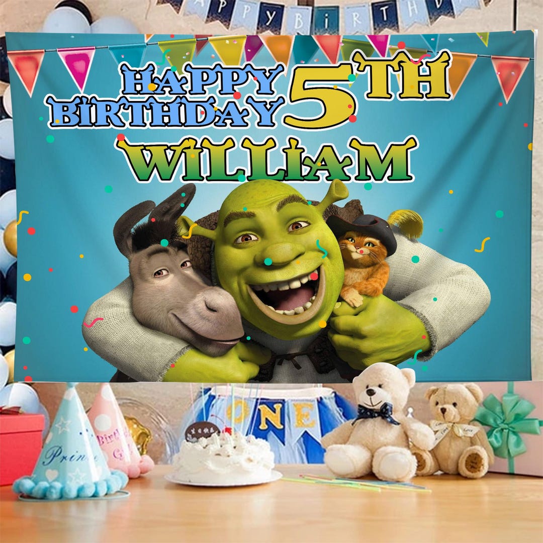 Shrek Birthday Banner, Shrek Party Gift, Custom Name Shrek Birthday ...
