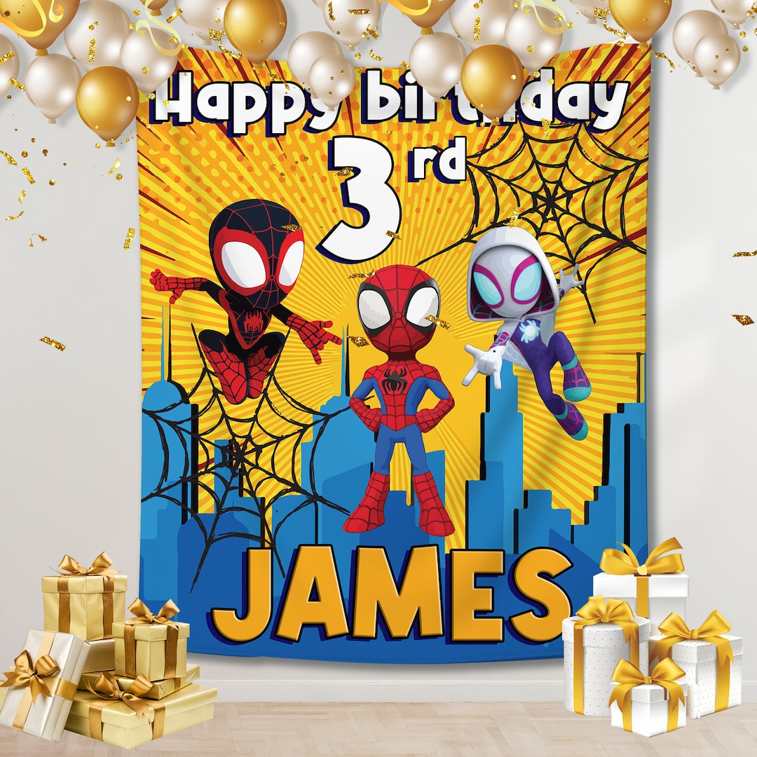 Spidey and His Amazing Friends Birthday Backdrop, Personalized Spidey ...