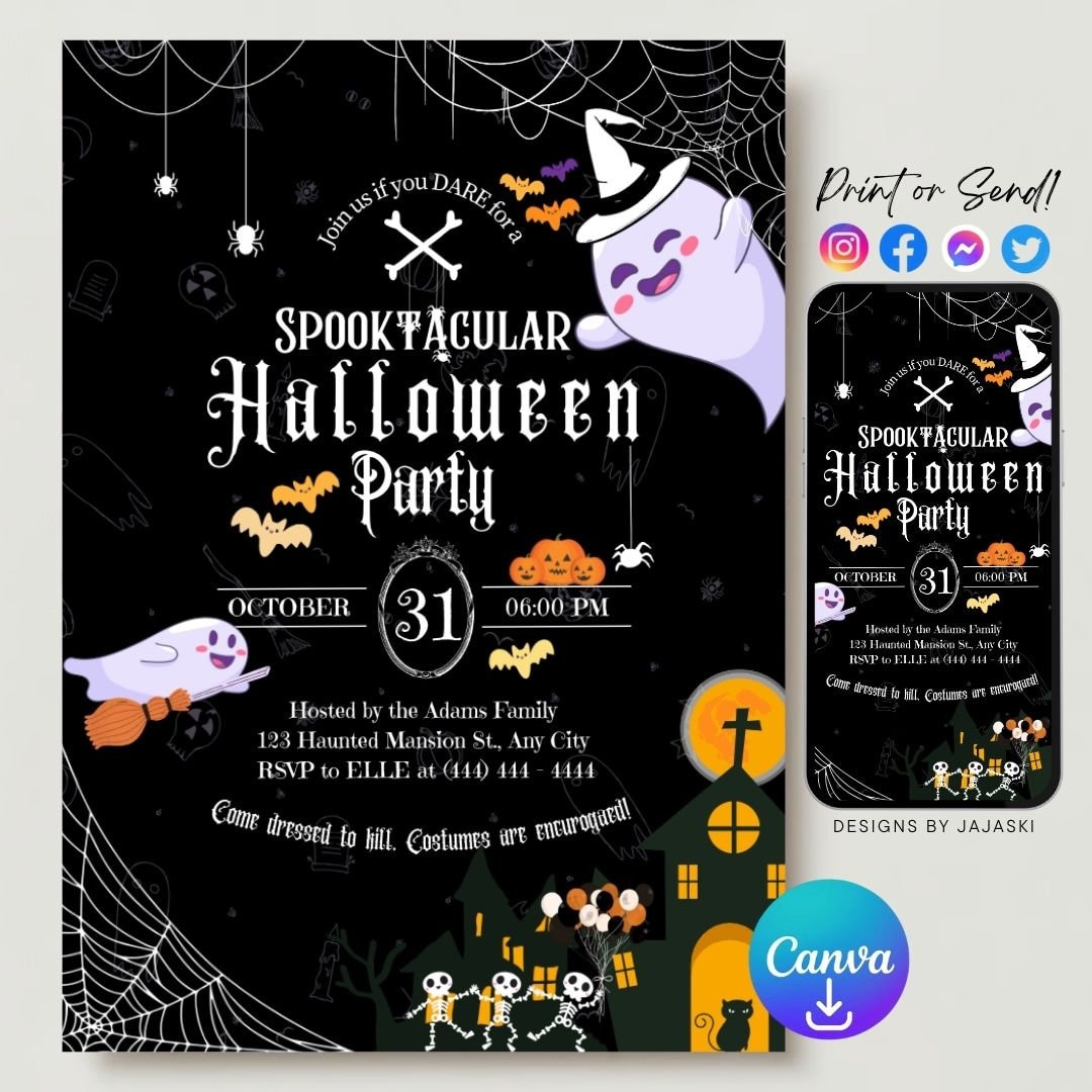 Cute Halloween Party Invitation Halloween Birthday Party - Etsy