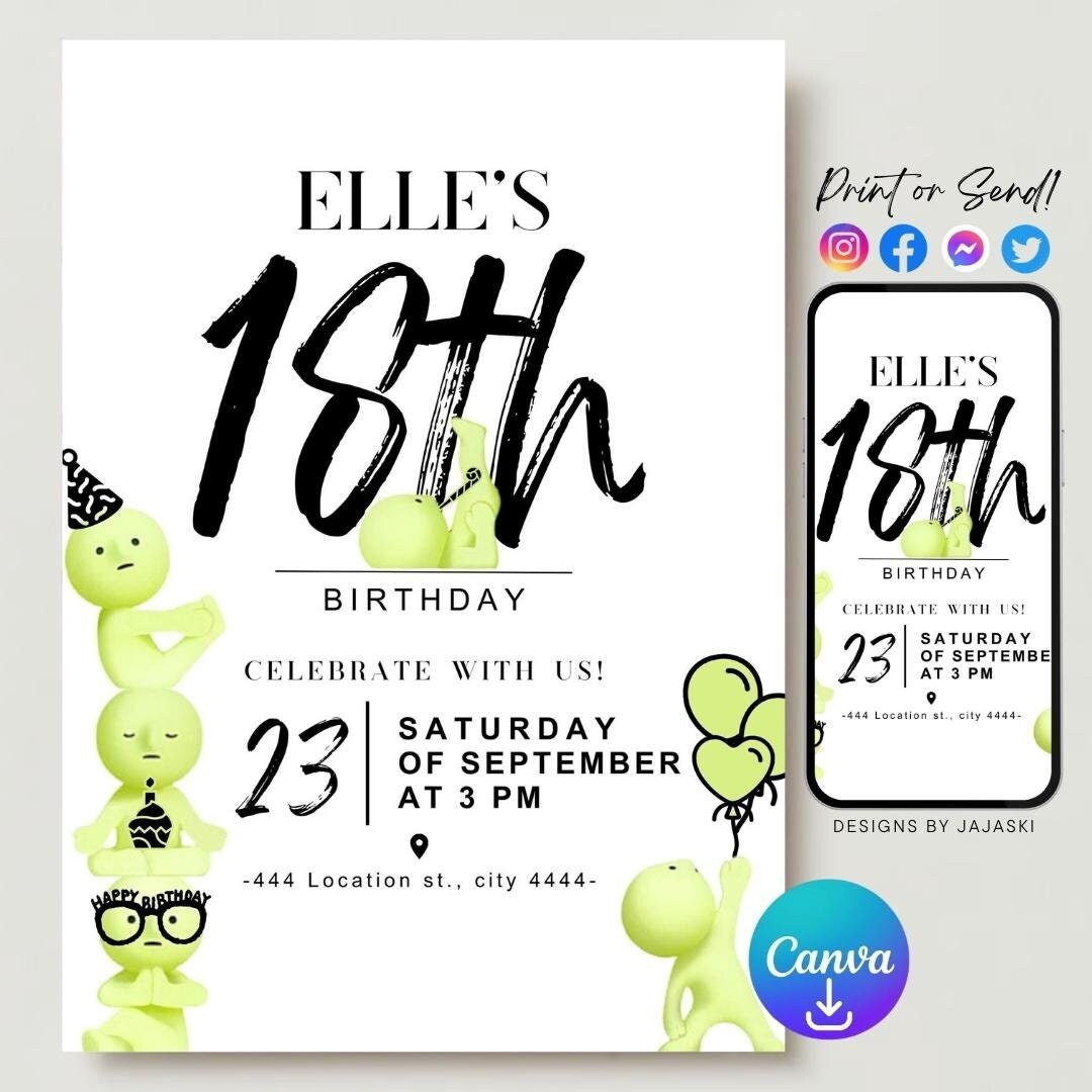 Smiski Birthday Invitation, SMISKI, Smiski Themed Birthday Invitation ...