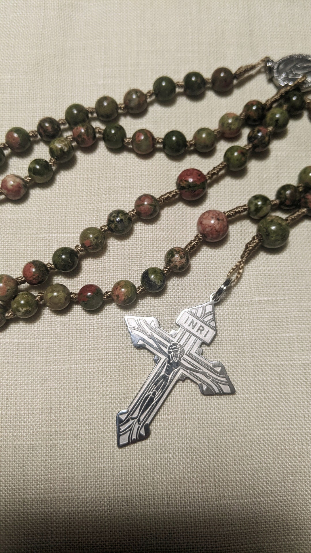 The Second Spring Catholic Rosary, W/ Unakite Gemstone Beads ...