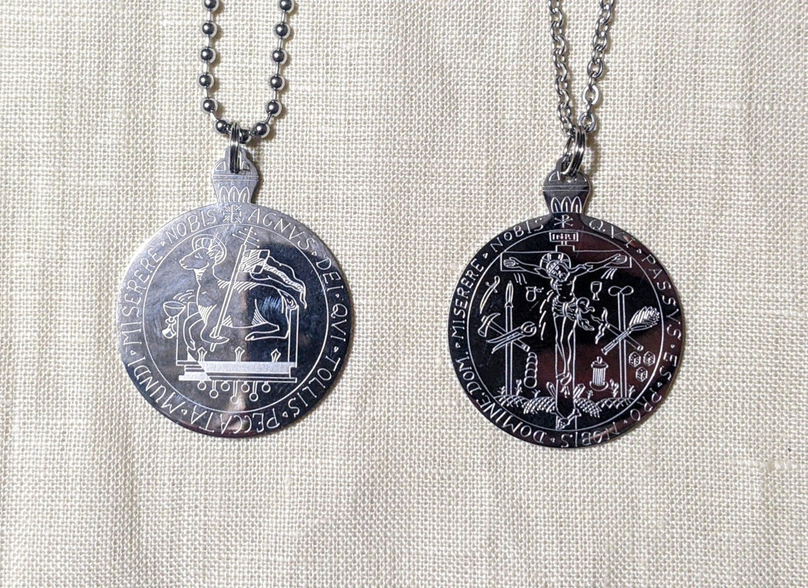 Recusant Crucifix Medal Etched in Stainless Steel I Lamb of God I ...