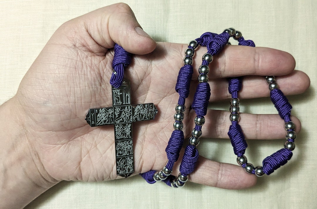 Stations of the Cross Chaplet, With a Unique Cross Etched in Stainless ...
