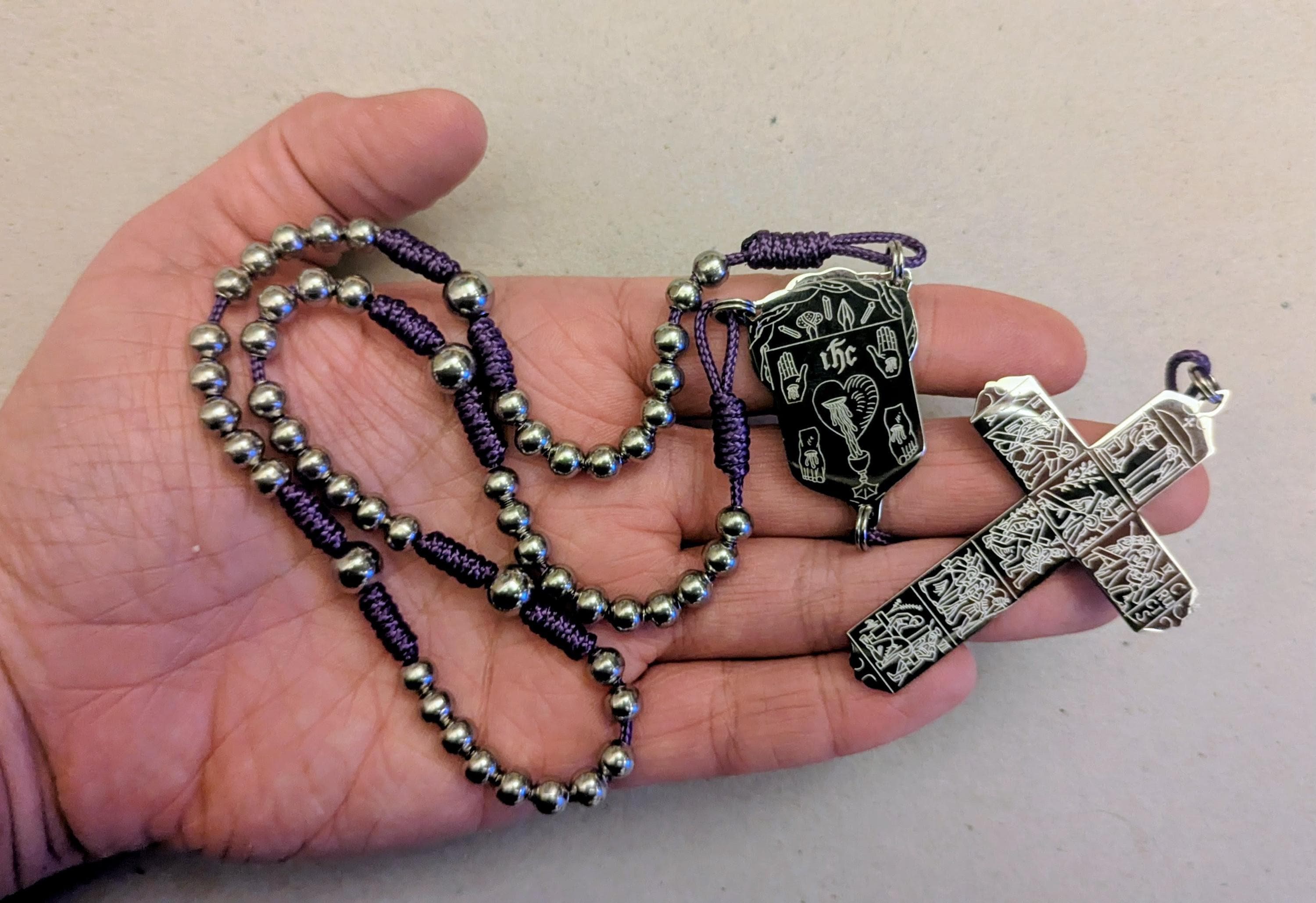 The Lent Rosary, With a Stations of the Cross Crucifix Etched in Steel ...