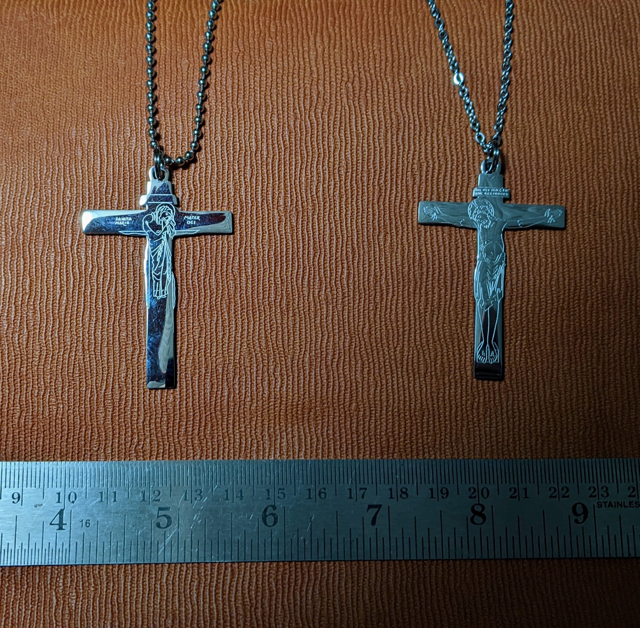 Saxon Psalter Crucifix in Stainless Steel With Chain I Medieval ...
